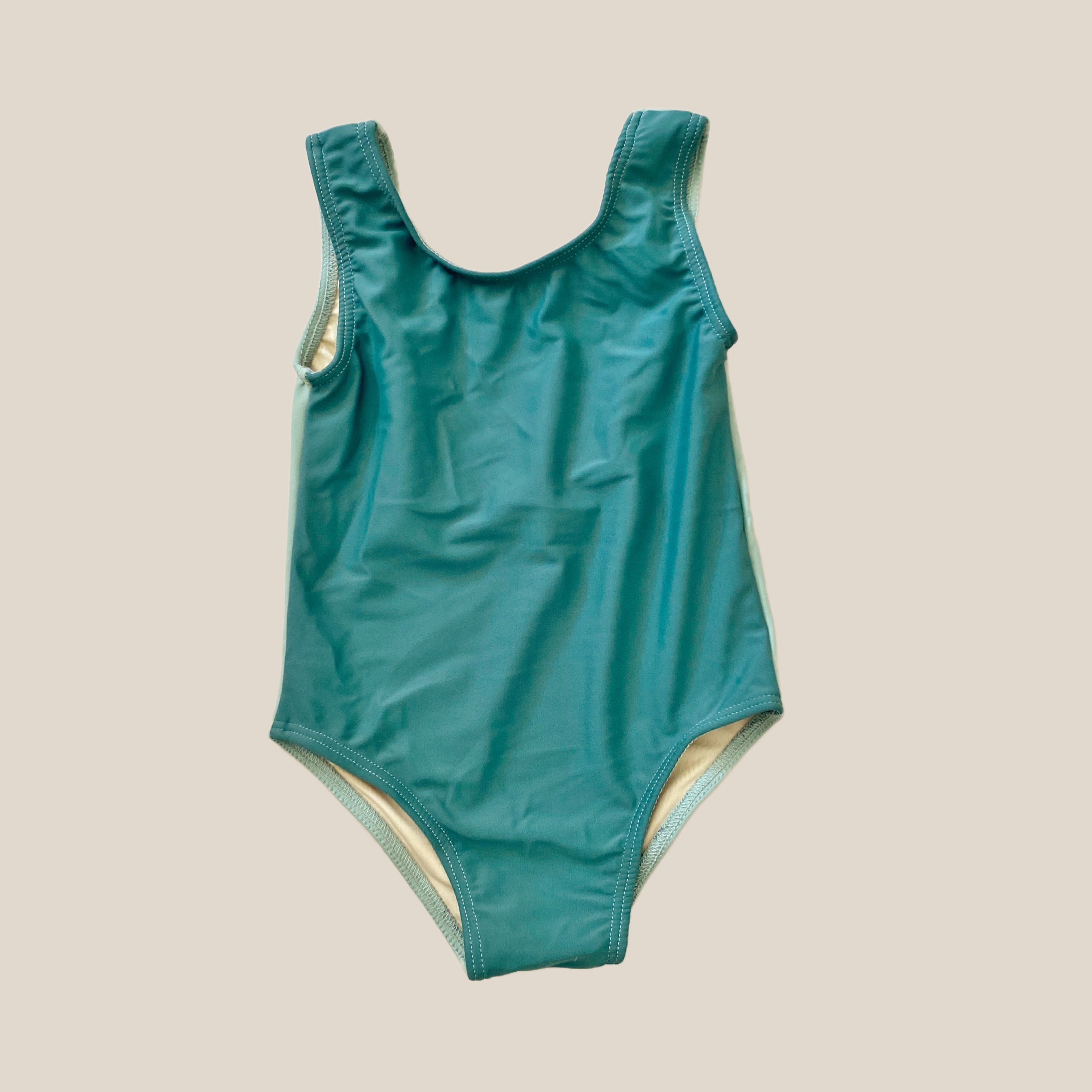 Colorblock Scoop Back One Piece Swimsuit, Island Palm & Sea Glass ...